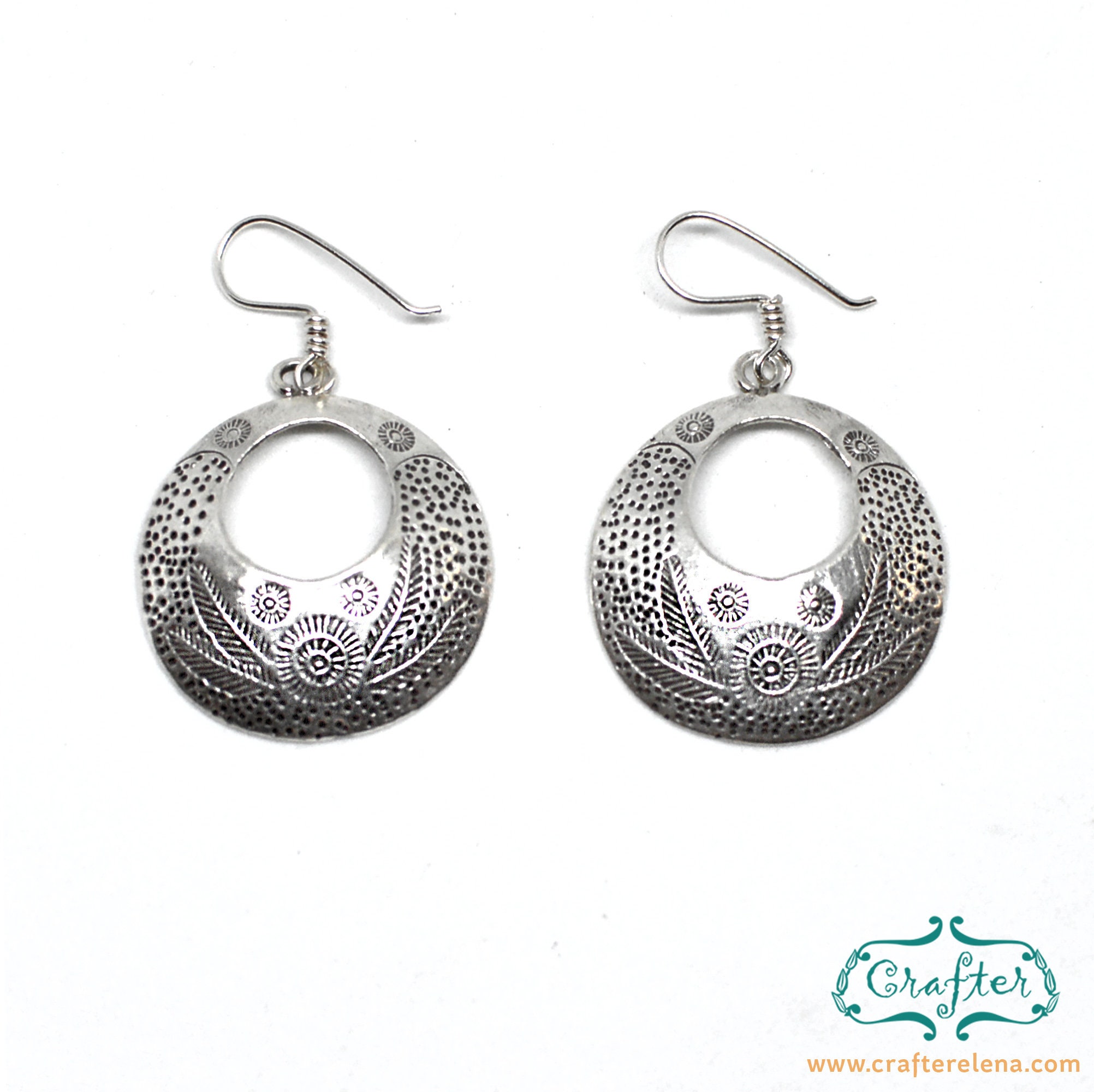Nature's Exotic Circles Earrings Sterling Silver 925 - CrafterElena