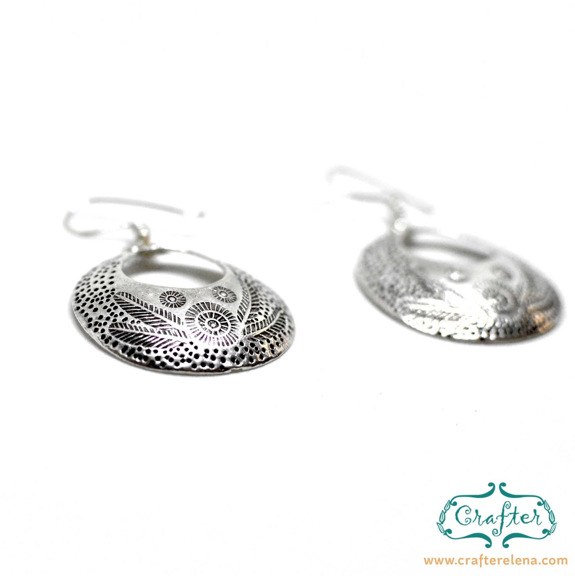 Nature's Exotic Circles Earrings Sterling Silver 925 - CrafterElena