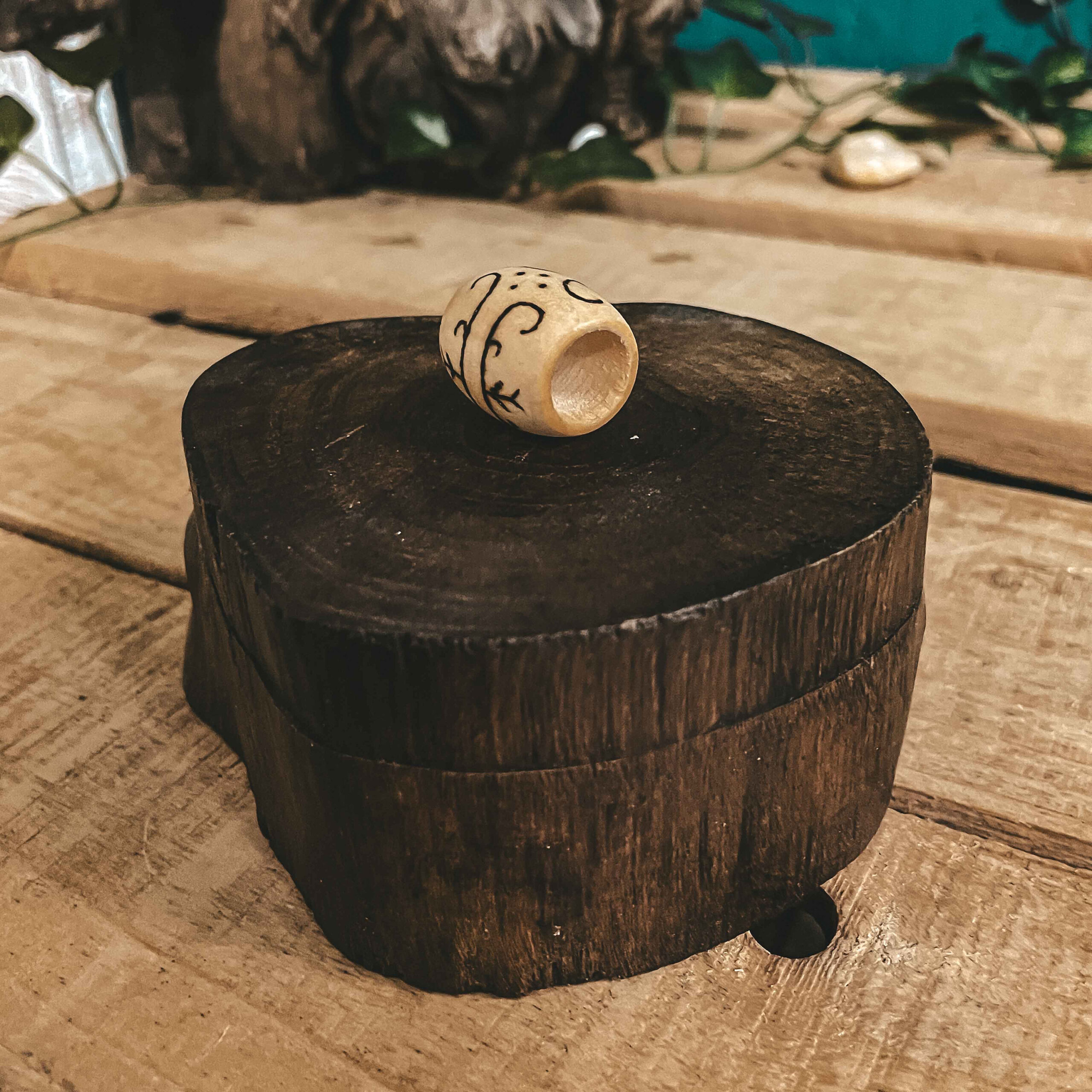 Tribal Large Wooden Dreadlock Bead Pyrography Design Handmade ...