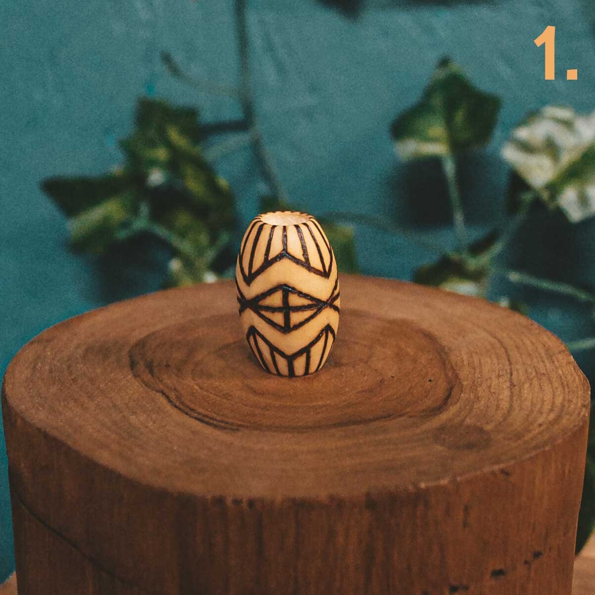 Wooden Tribal Dreadlock Beads Pyrography Design Handmade Big Hole 9mm ...