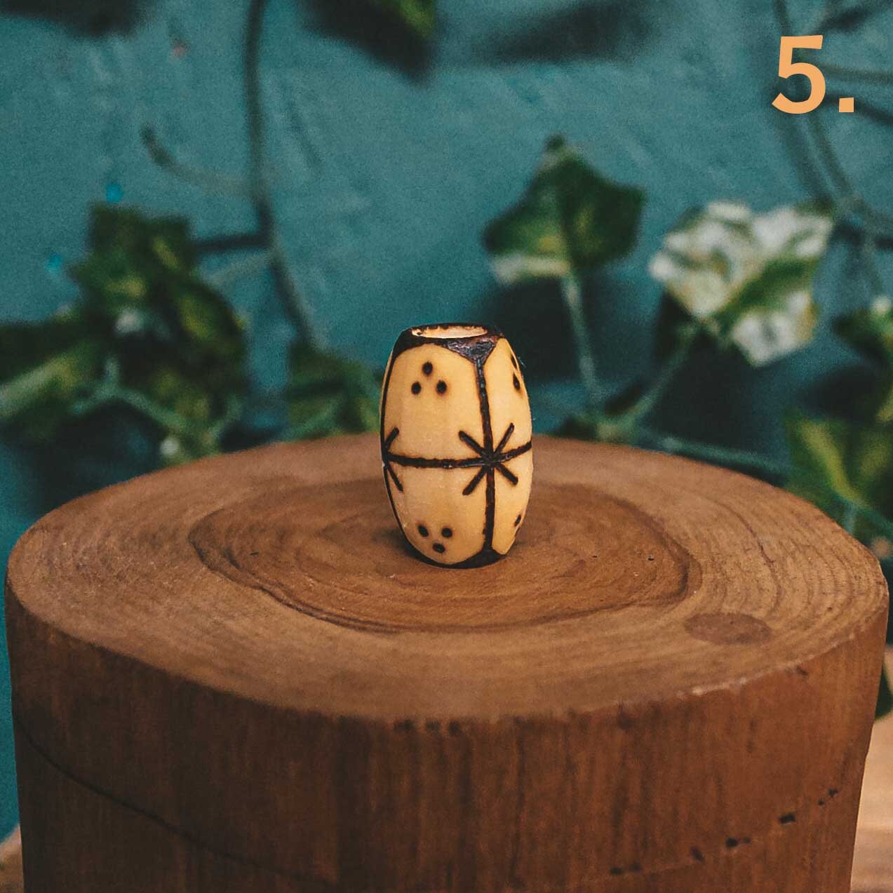 Wooden Tribal Dreadlock Beads Pyrography Design Handmade Big Hole 9mm ...